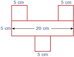 pthe given figure is made up of three identical squares and a rectangle find the perimeter of the gi