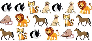 how many different types of animals are there in the image a 5 b 6 c 8 ...