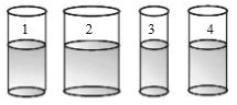 four different sized beakers are filled with water up to the same ...
